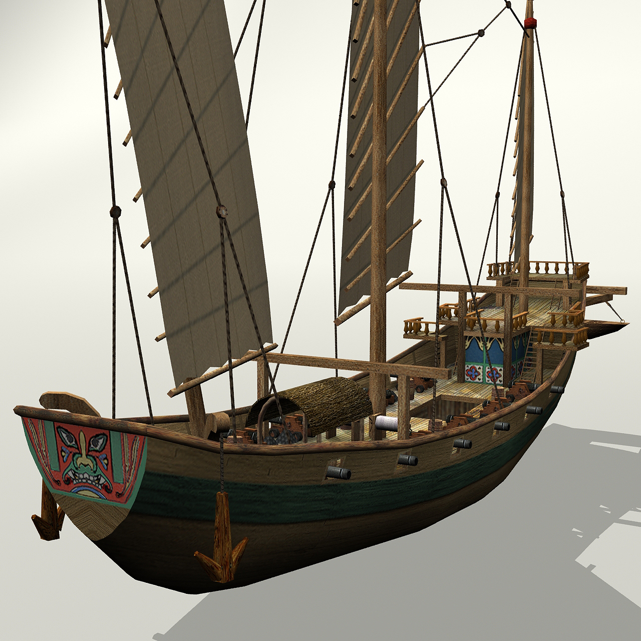 3d model chinese pirate junk sailboat