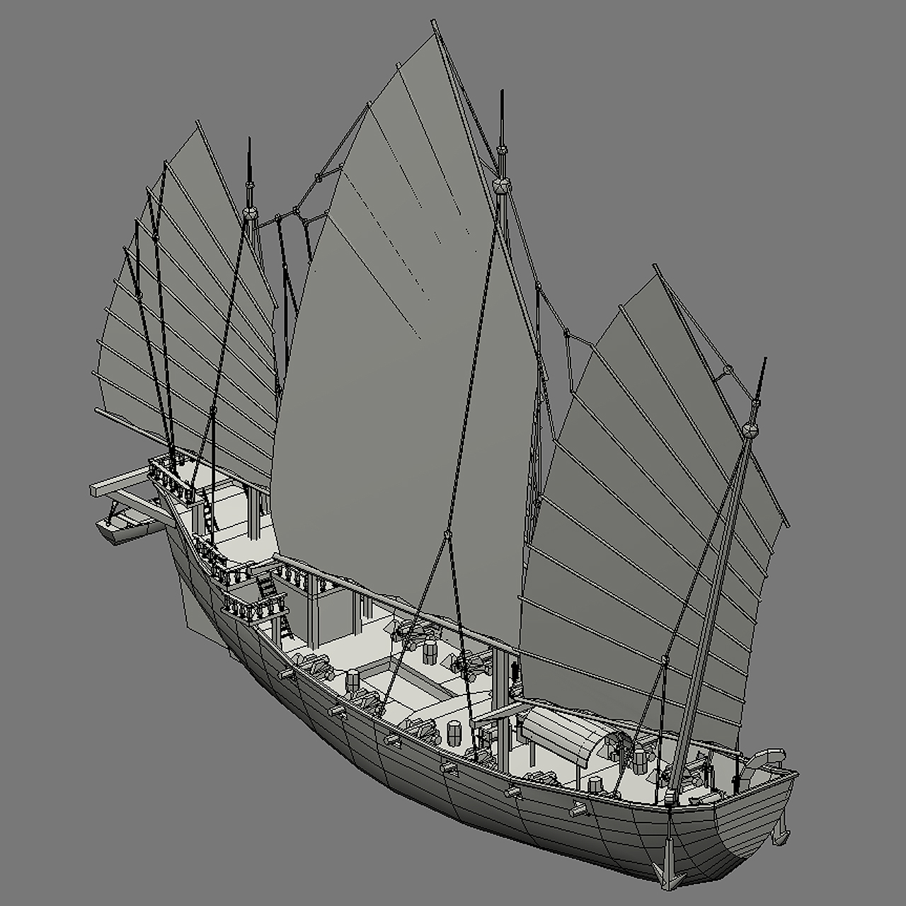3d model chinese pirate junk sailboat