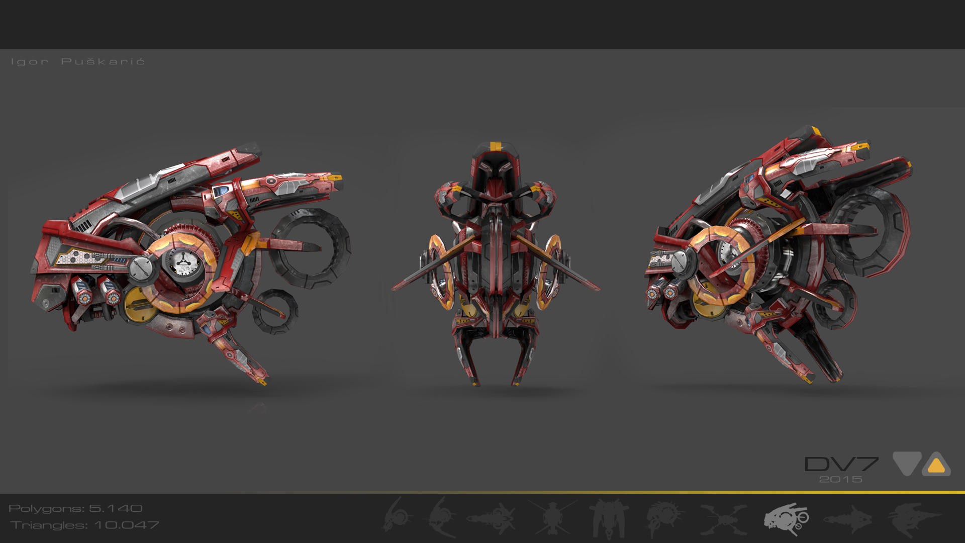 red anime manga drone 3d model