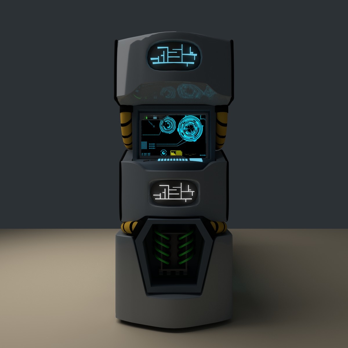 3d science fiction console