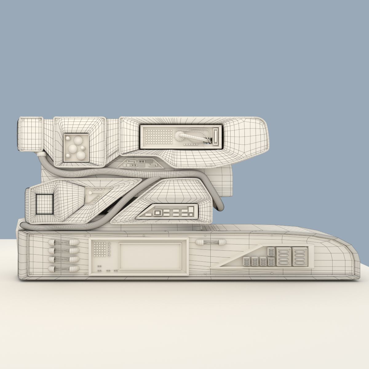 3d science fiction console