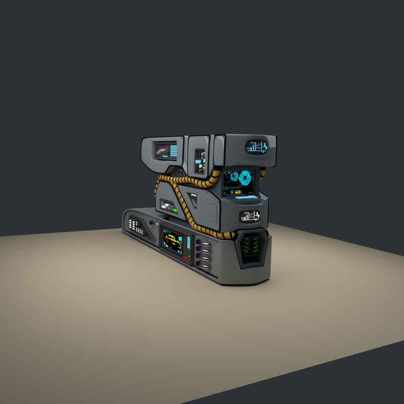 3d science fiction console