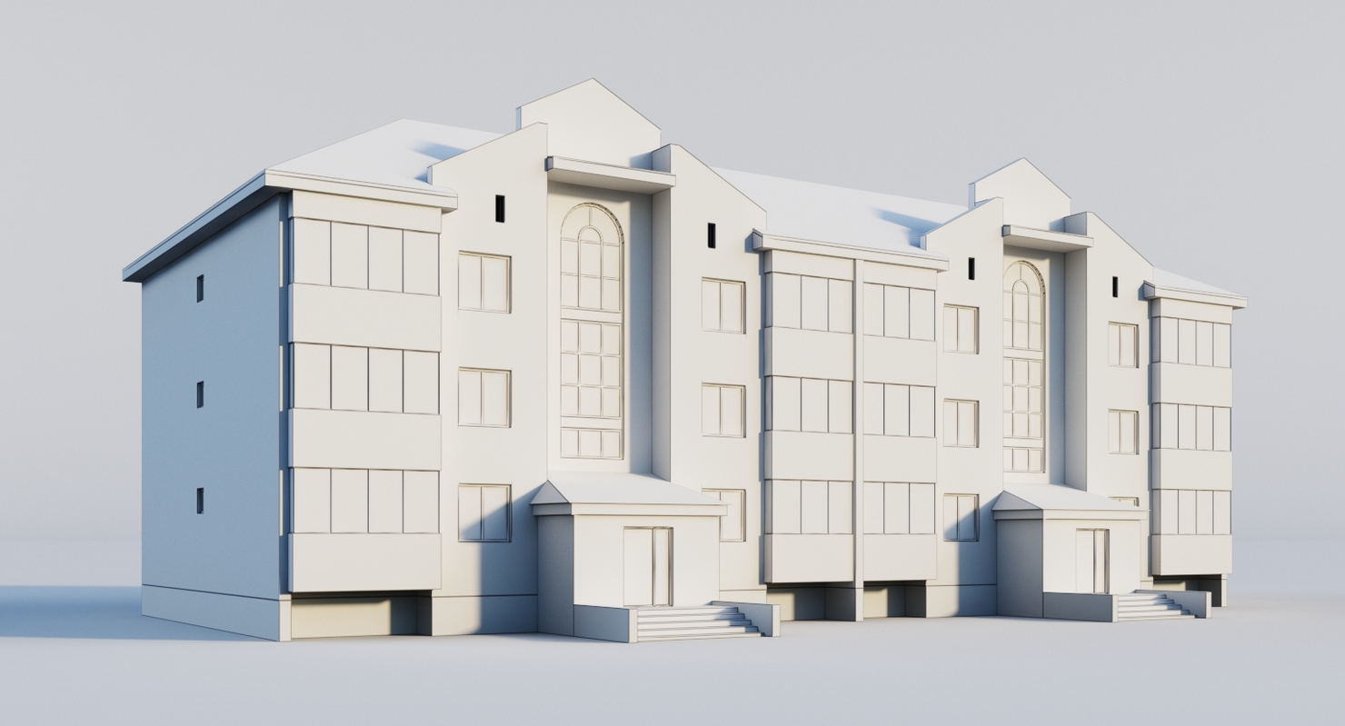3-storey building residential 3d model