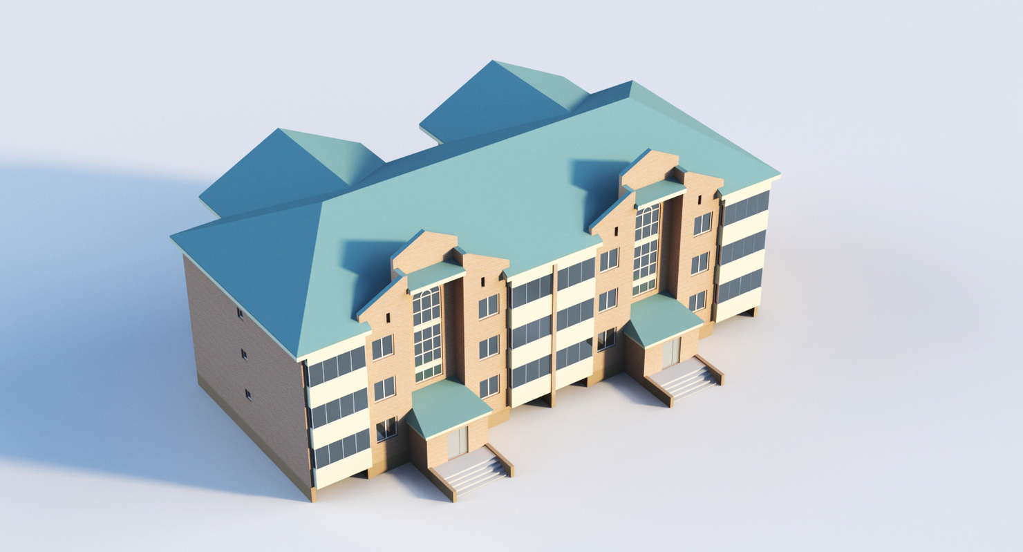 3-storey building residential 3d model