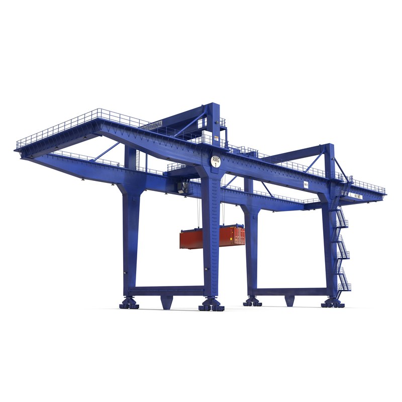 3d model of rail mounted gantry container crane