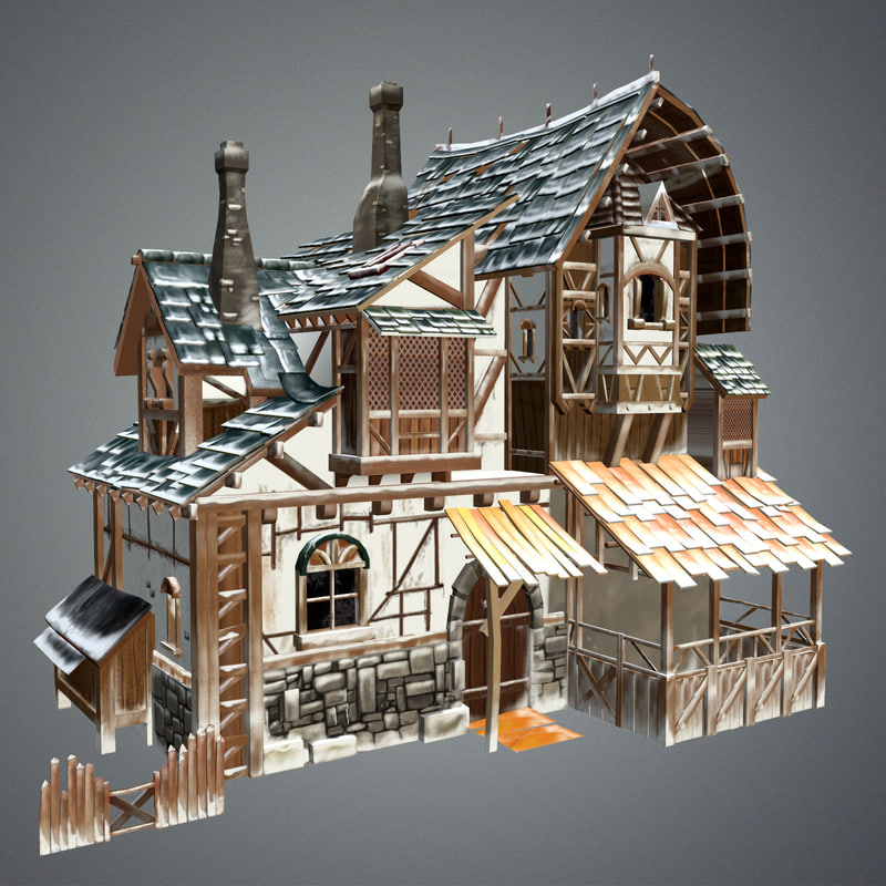 medieval house snow 3d max