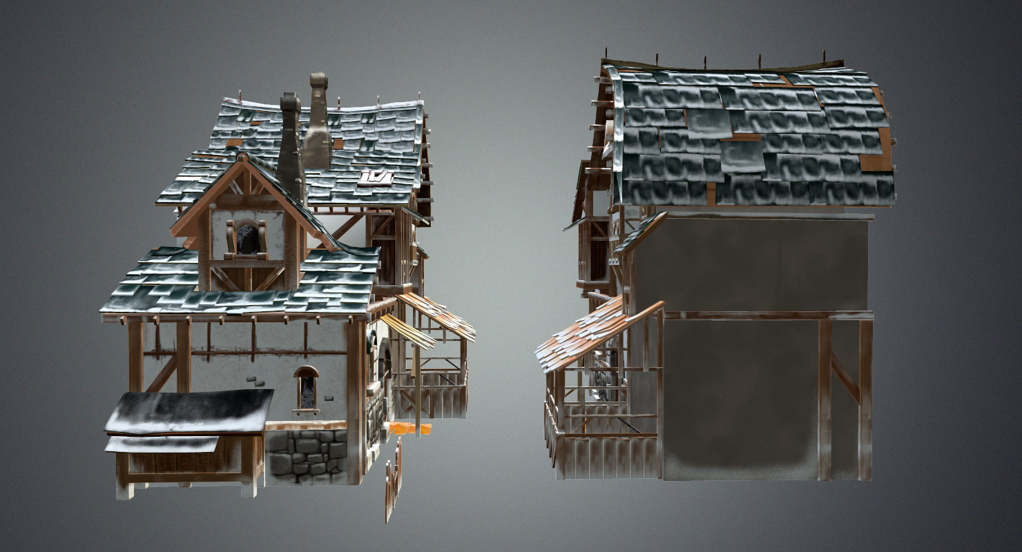 medieval house snow 3d max