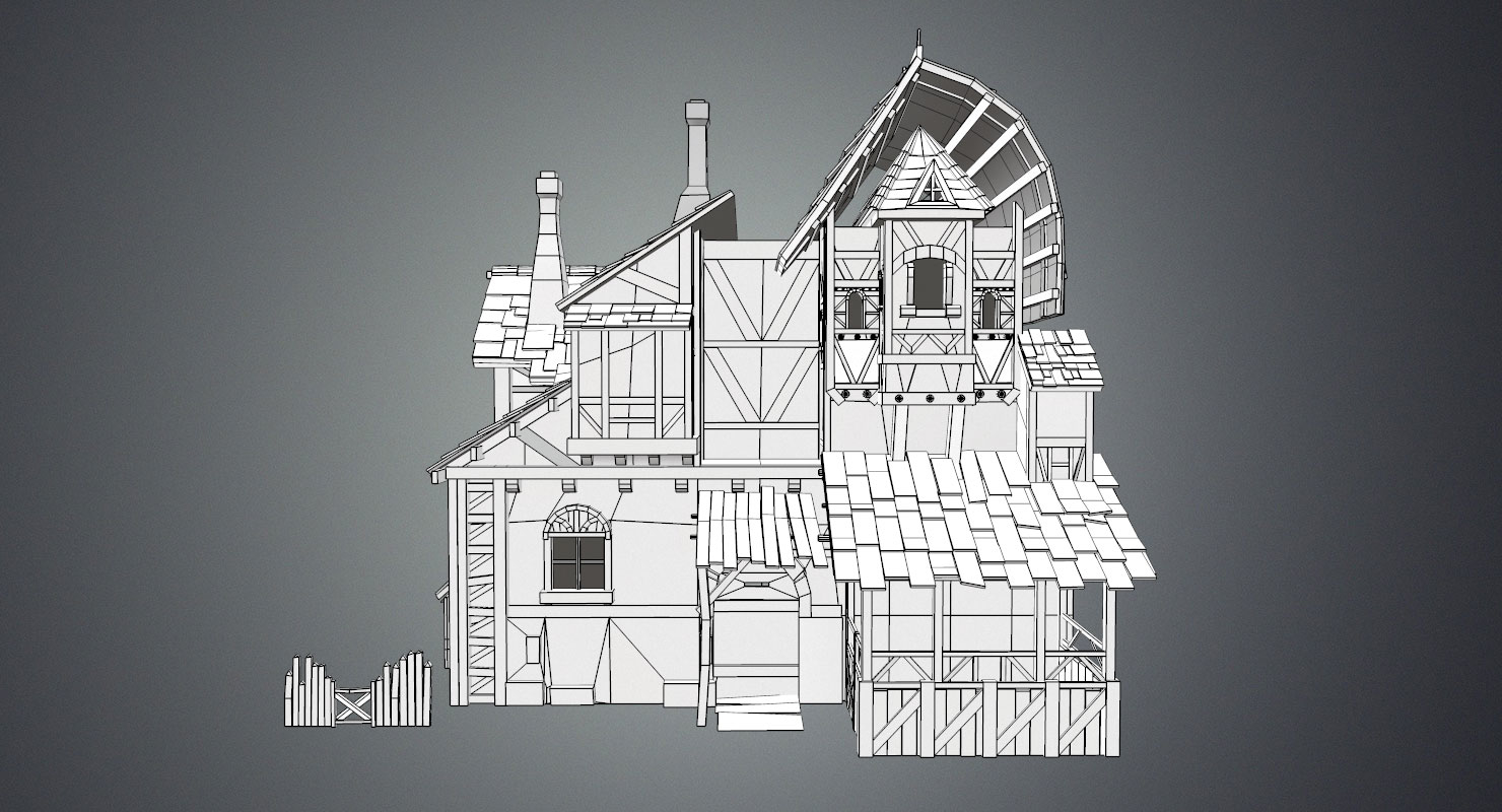 medieval house snow 3d max