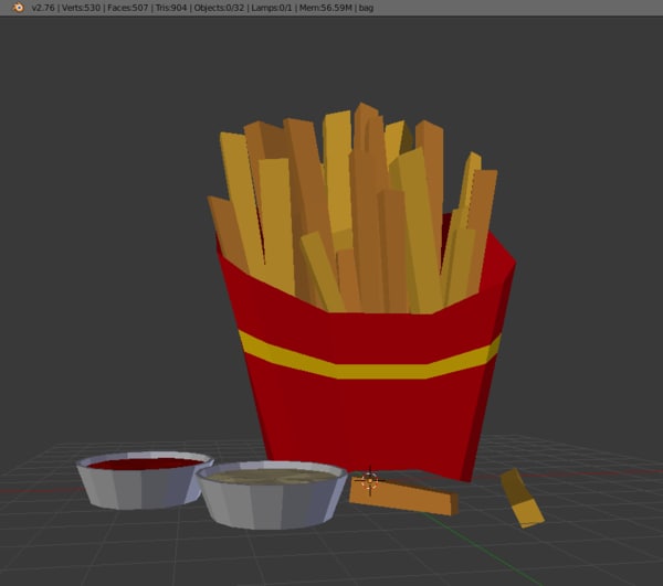 3d model of french fries