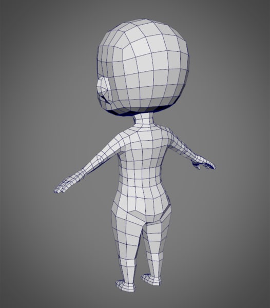 female sd character base 3d obj