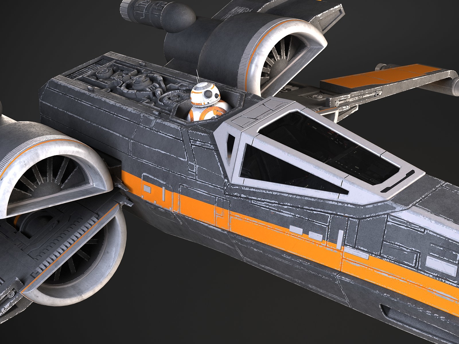 3d x-wing fighter black model