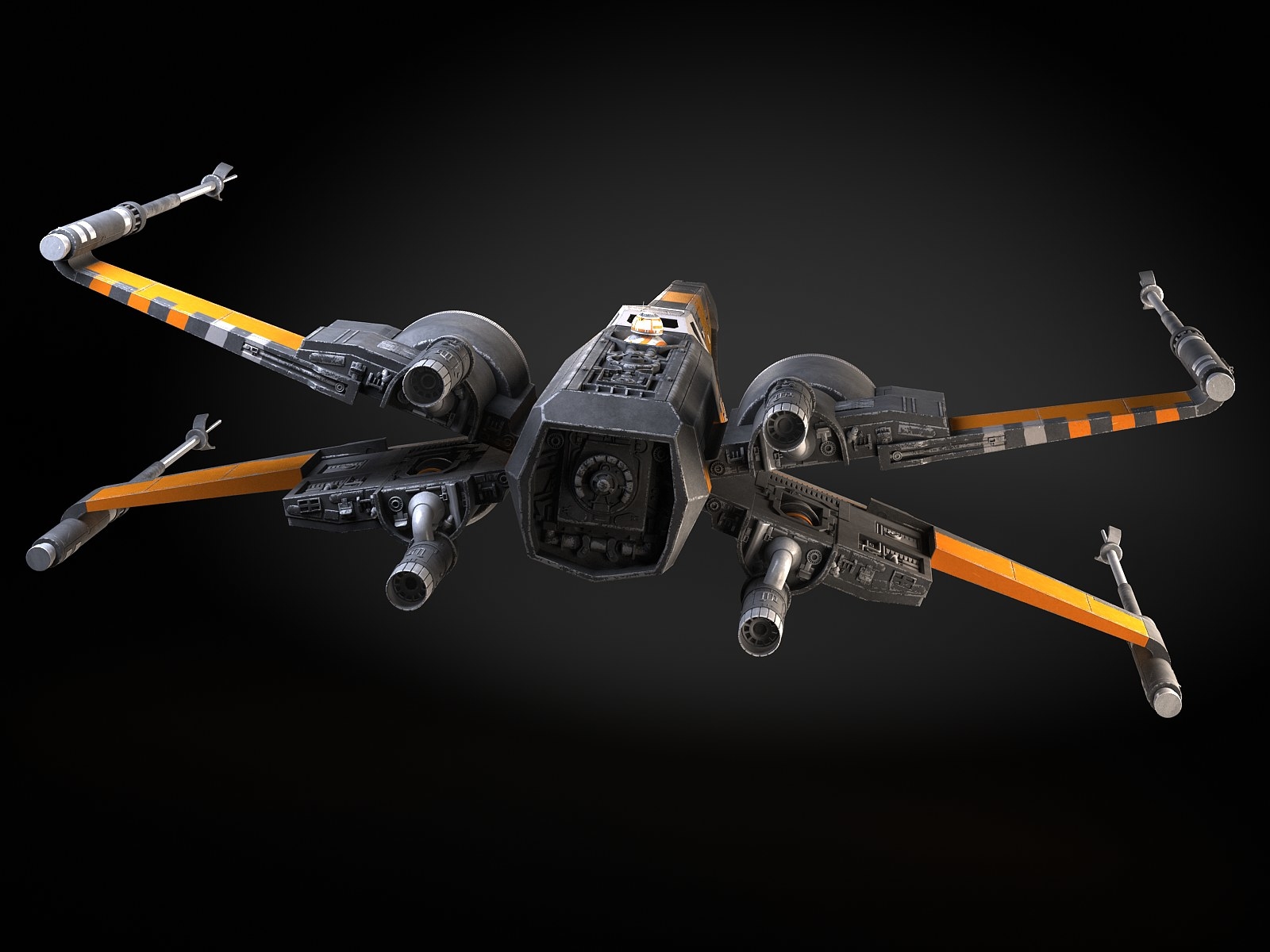 3d x-wing fighter black model
