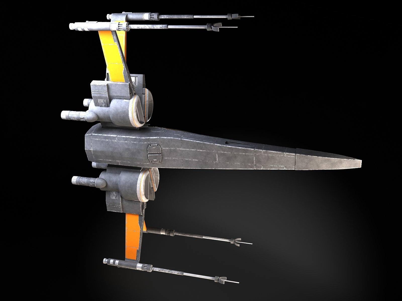 3d x-wing fighter black model