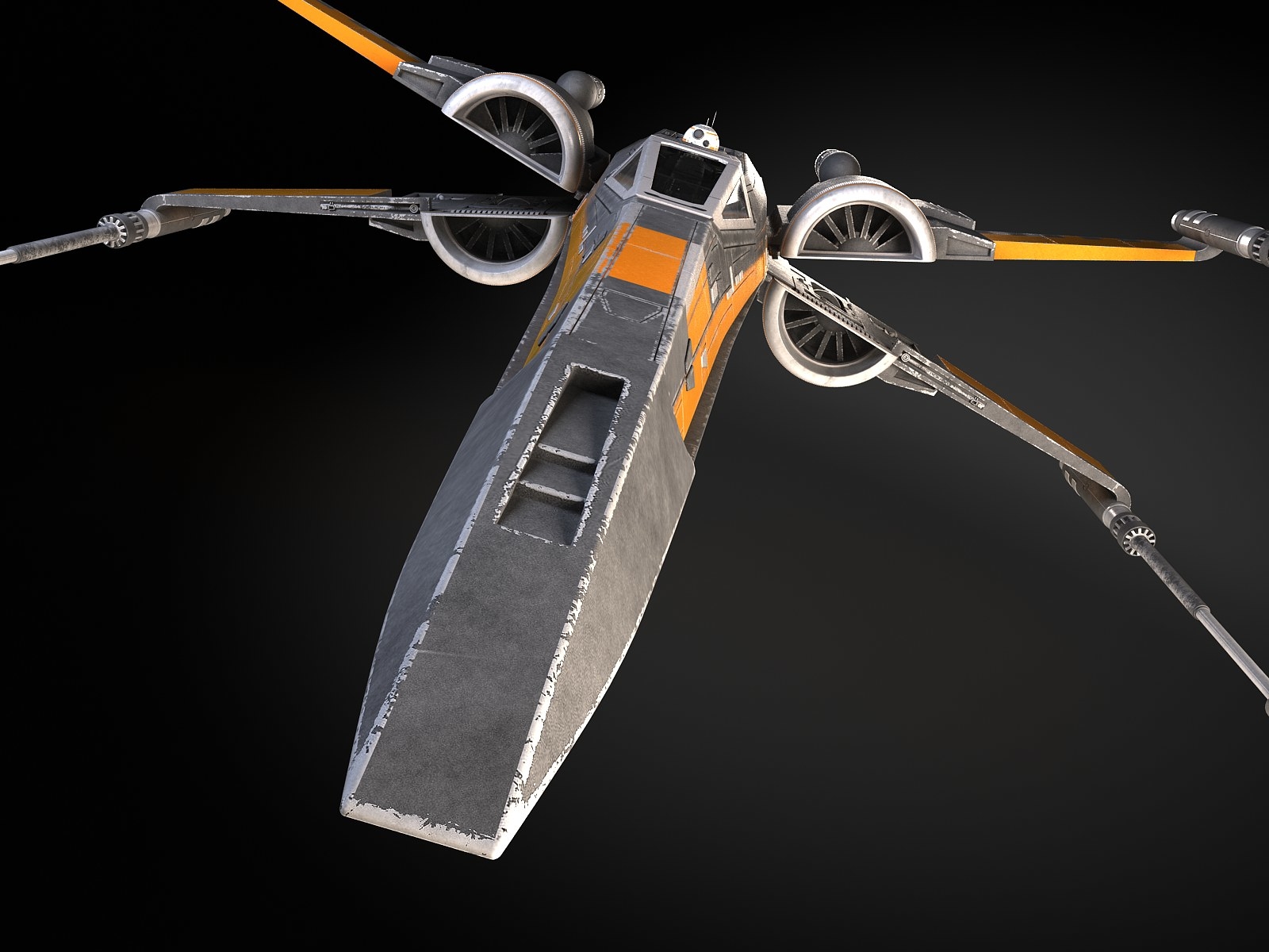 3d x-wing fighter black model