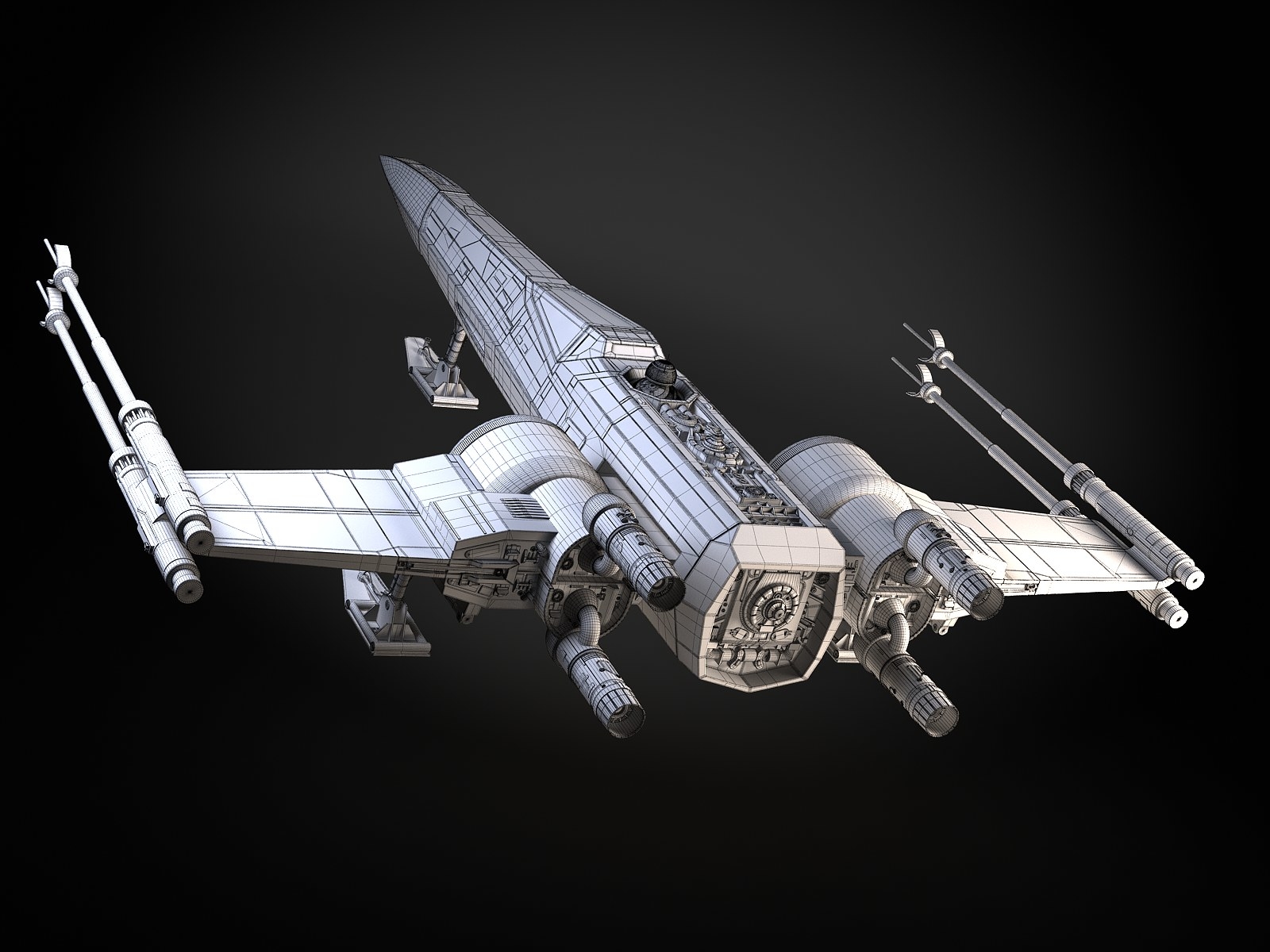 3d x-wing fighter black model