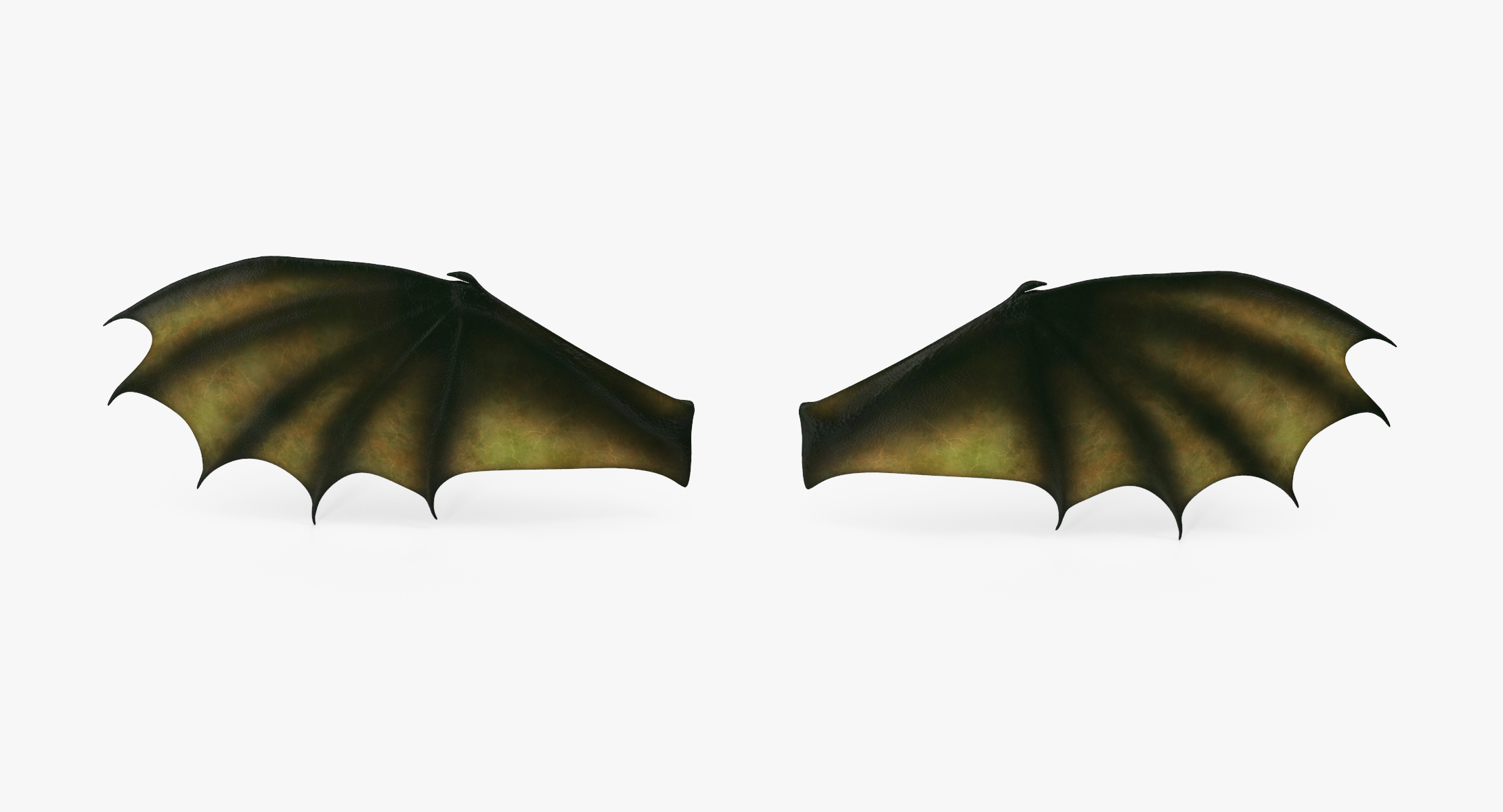 3d model green opened dragon wings