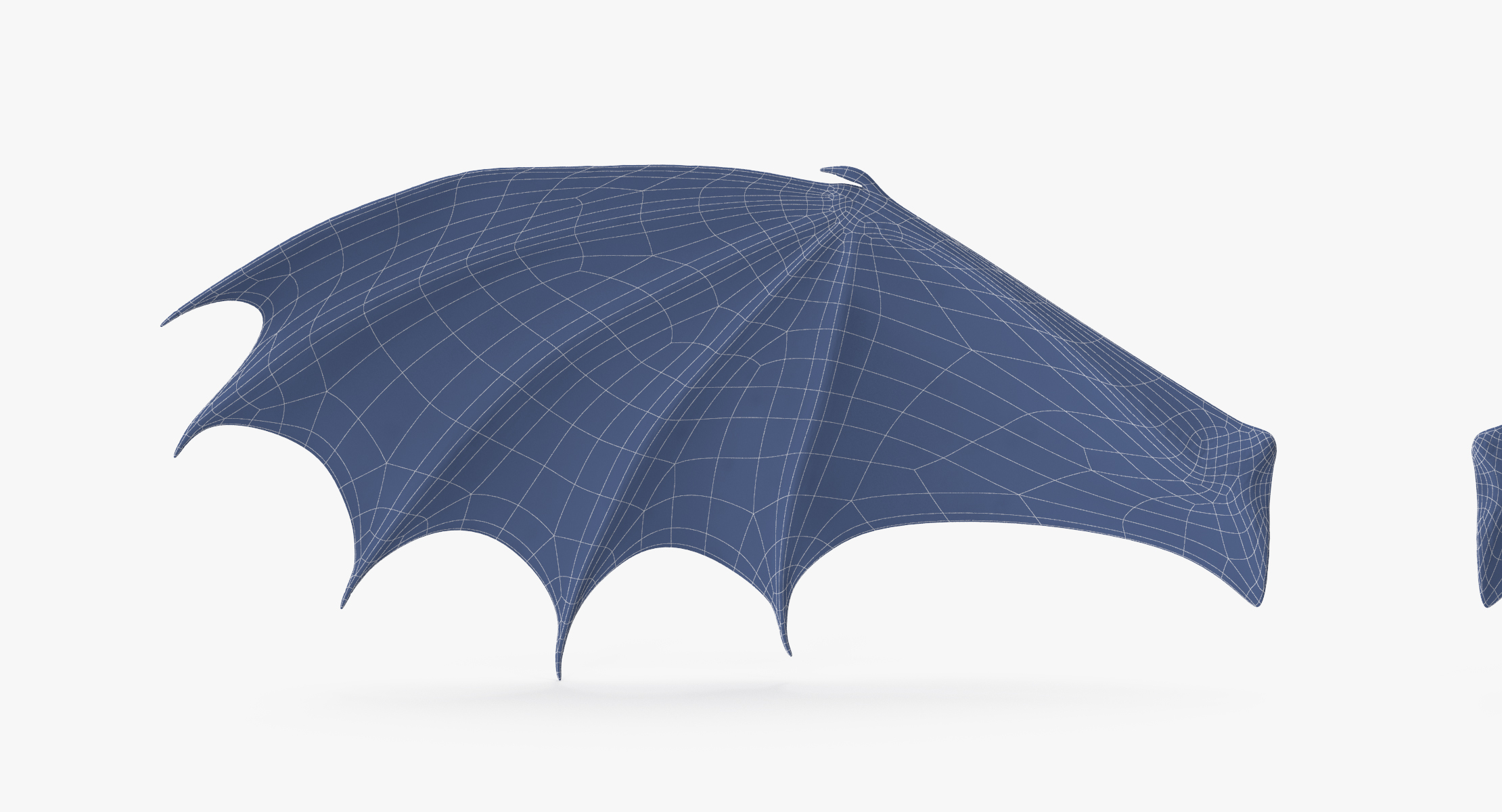 3d model green opened dragon wings