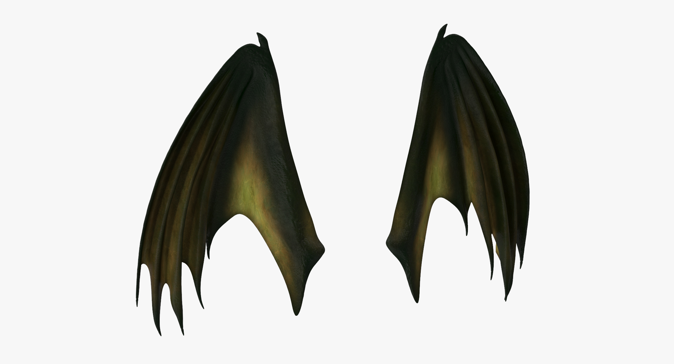 green closed dragon wings c4d