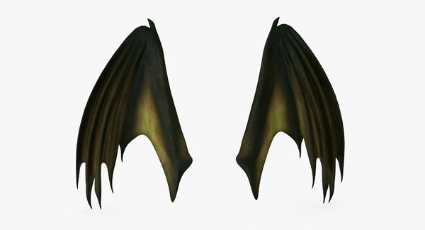 green closed dragon wings c4d