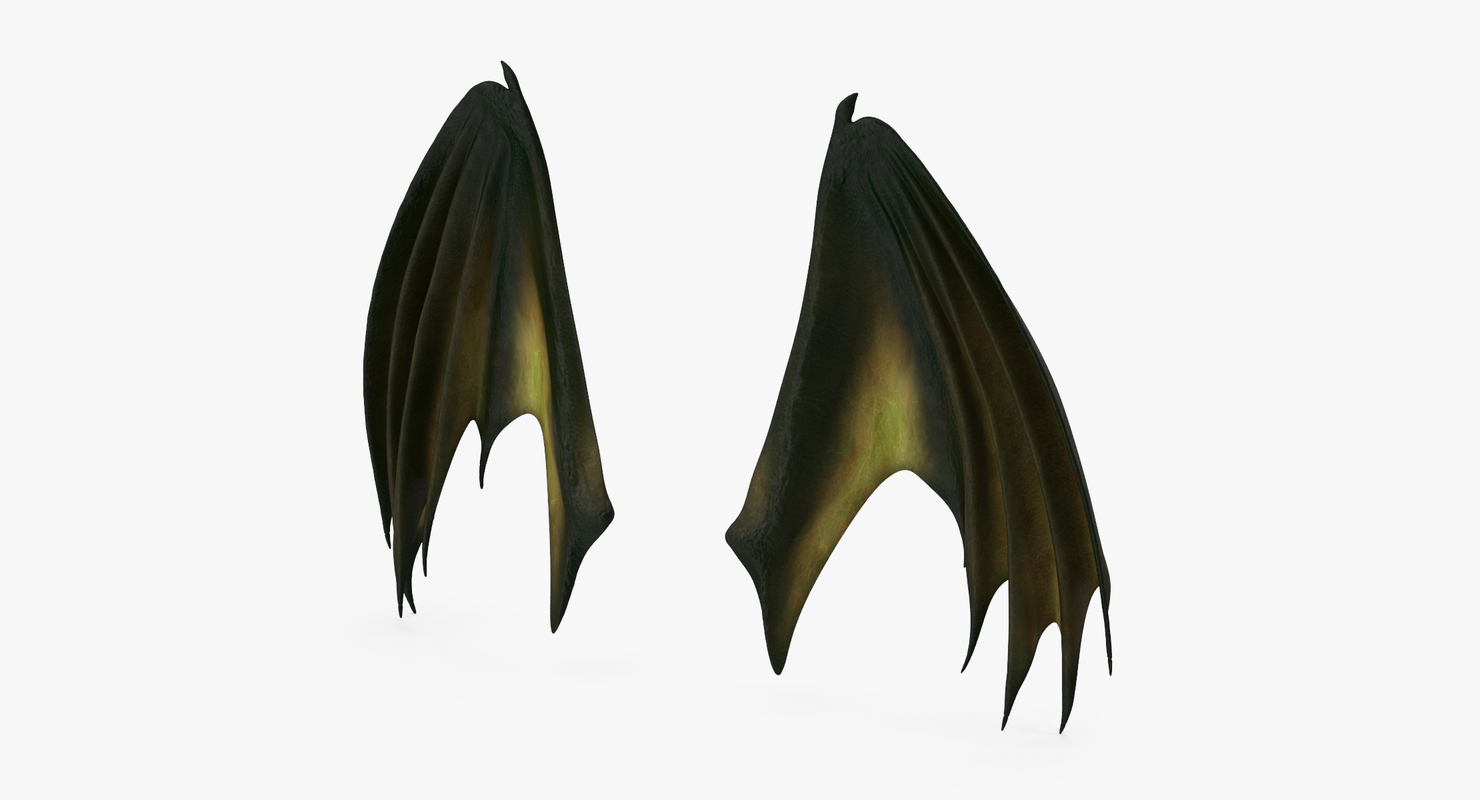 green closed dragon wings c4d