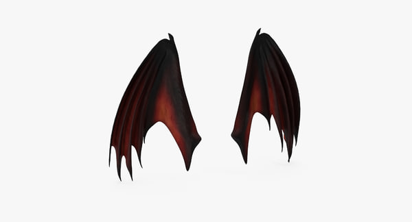 red closed dragon wings 3d c4d