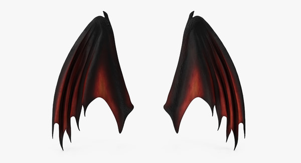 red closed dragon wings 3d c4d