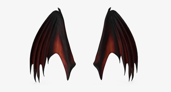 red closed dragon wings 3d c4d