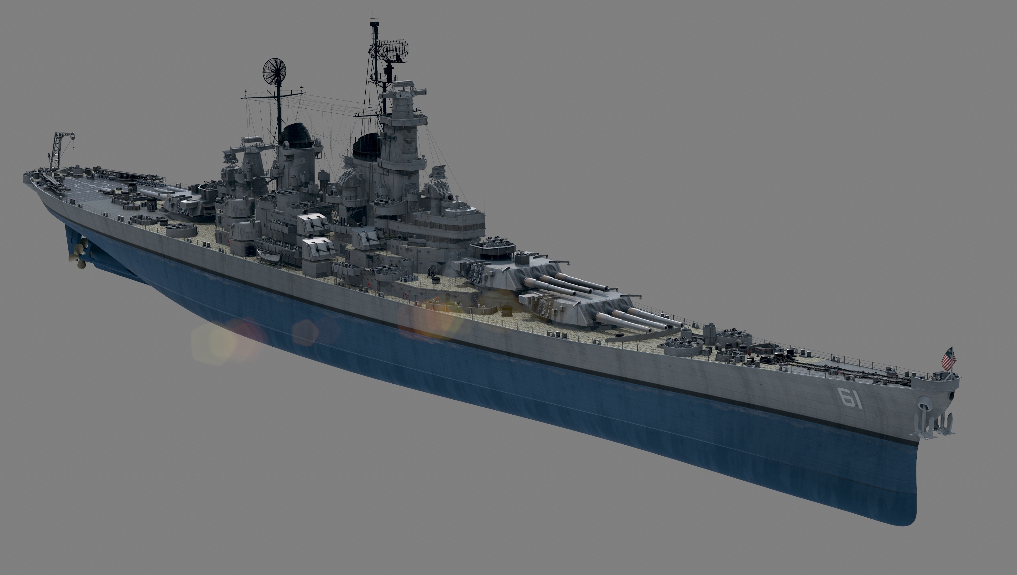 uss bb-61 class iowa 3d model