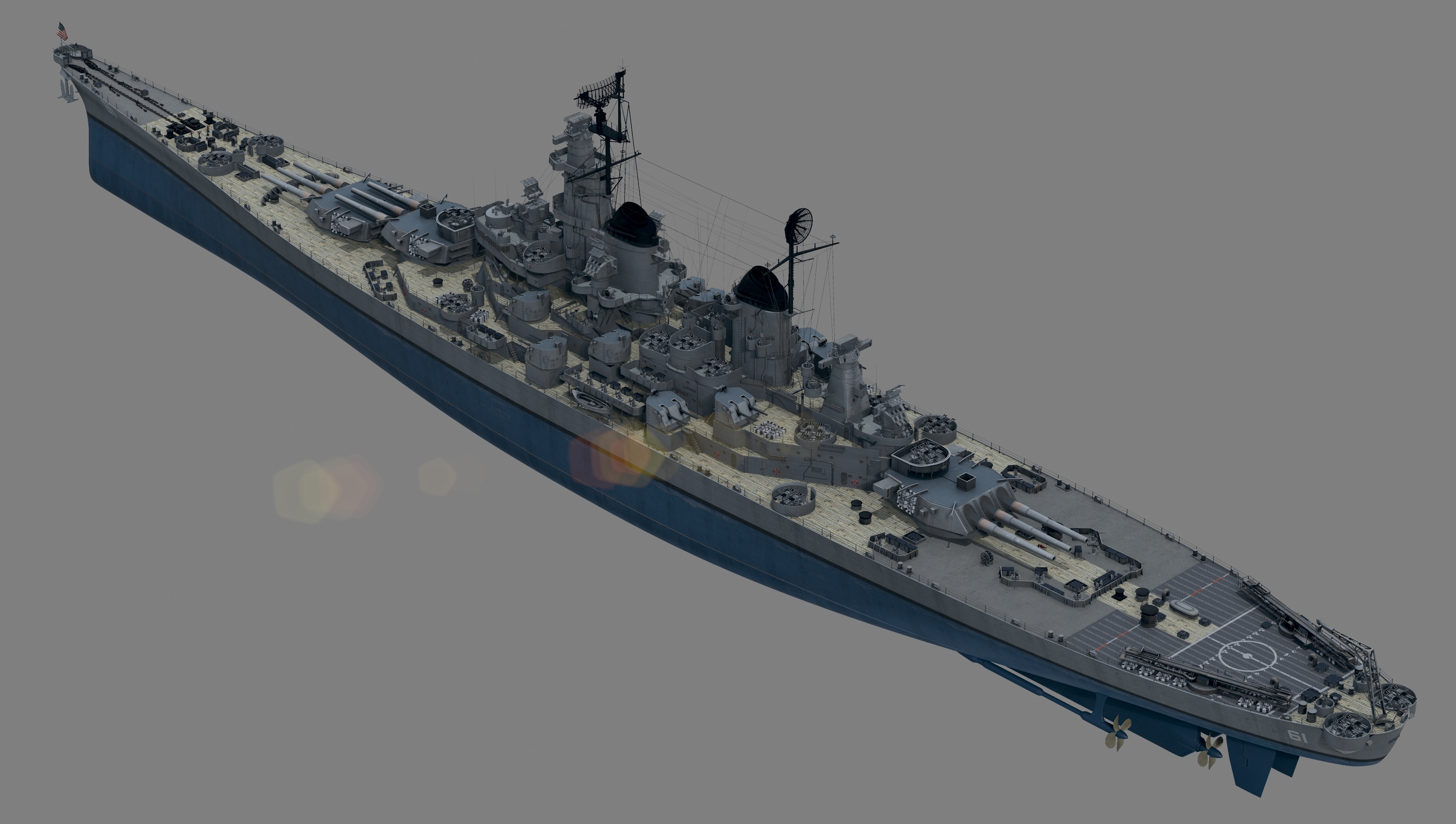 uss bb-61 class iowa 3d model