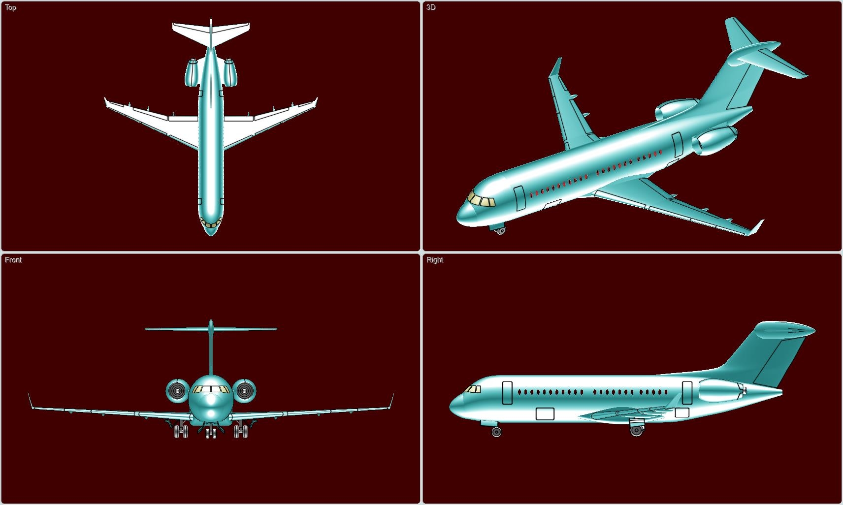 tupolev tu-334 transport aircraft 3d 3ds