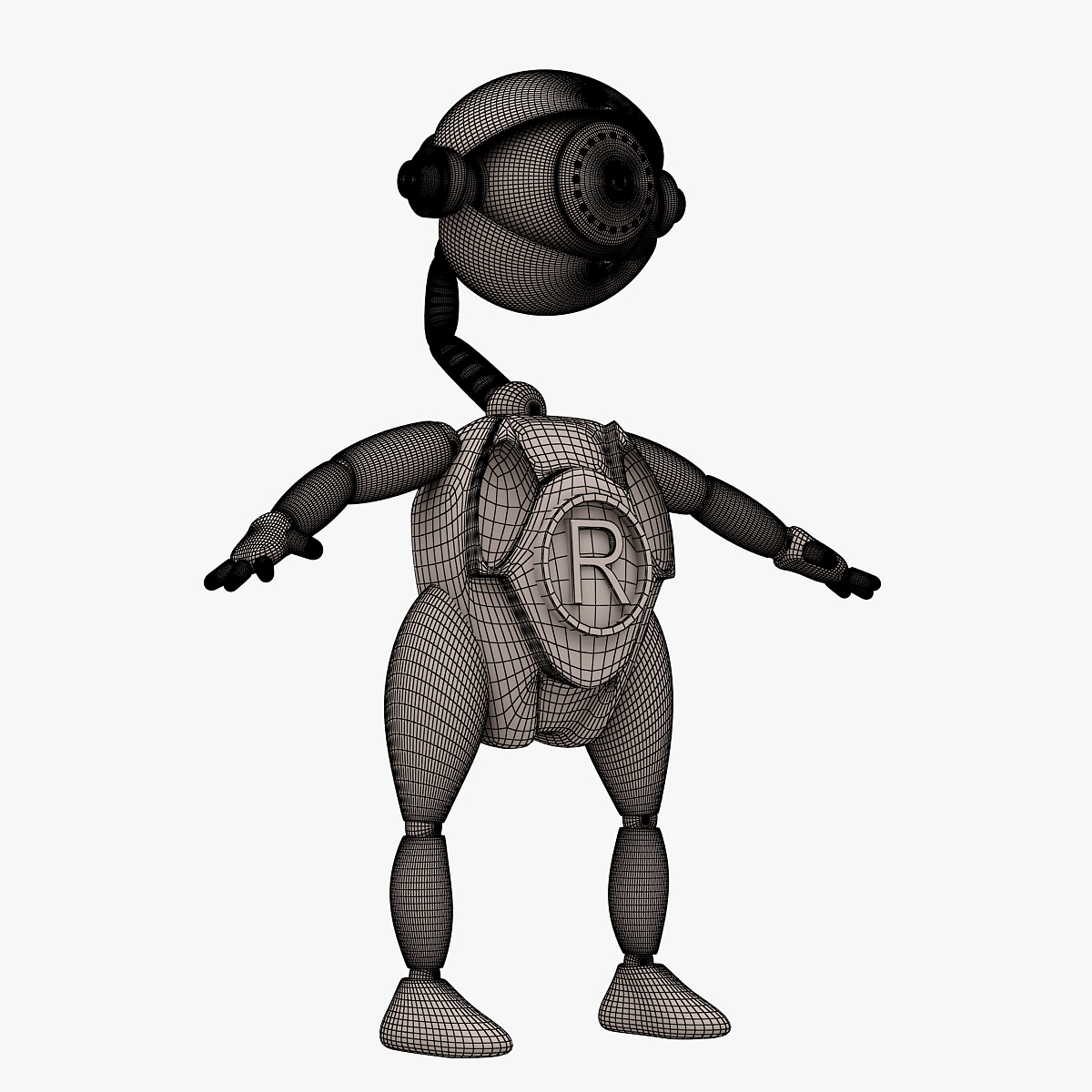 robot rigged t-pose max