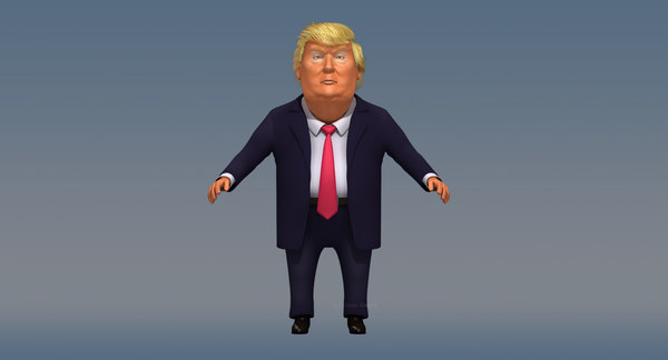 rigged cartoon donald trump 3d max