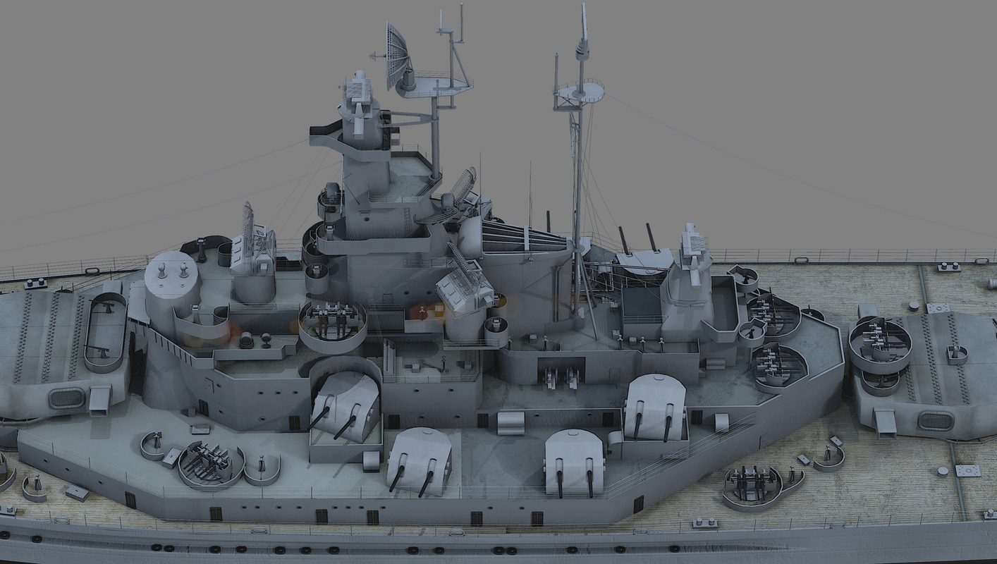 uss bb-57 south dakota 3d model