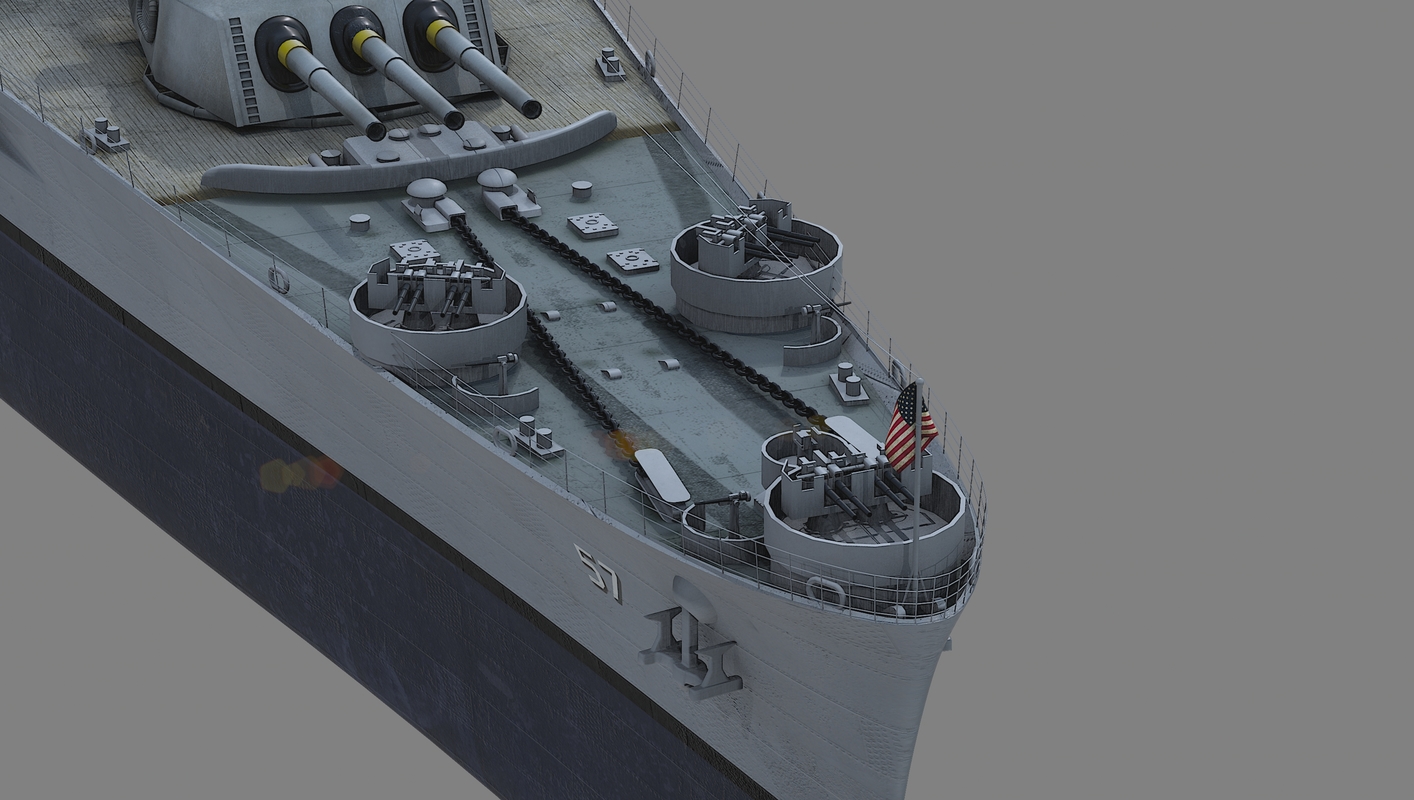 uss bb-57 south dakota 3d model