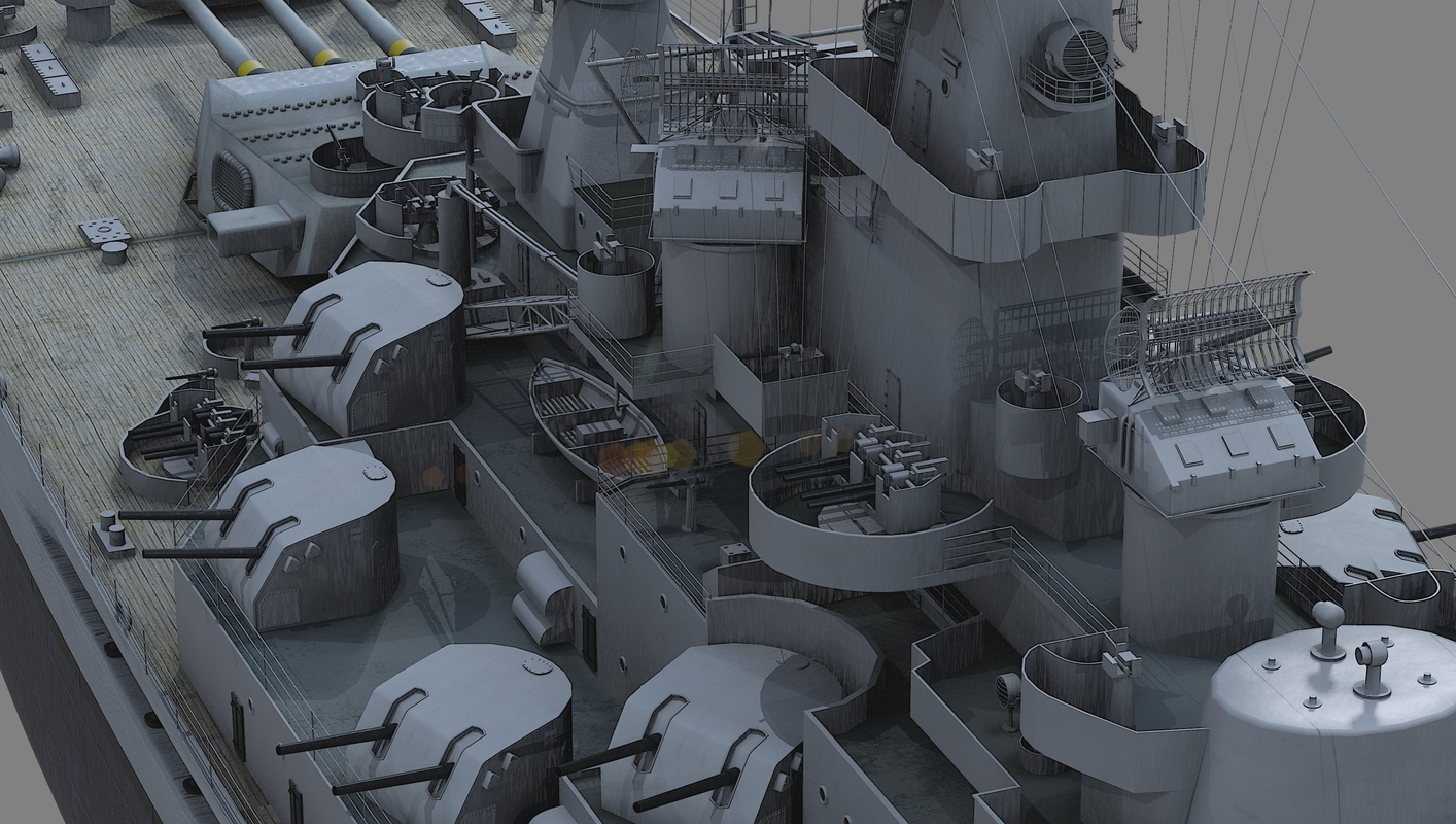 uss bb-57 south dakota 3d model