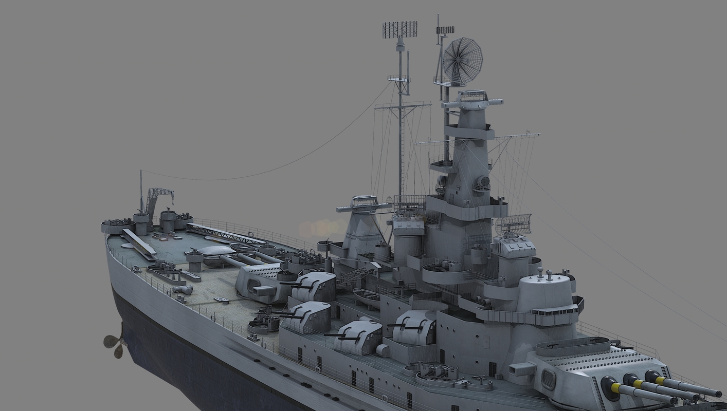 uss bb-57 south dakota 3d model