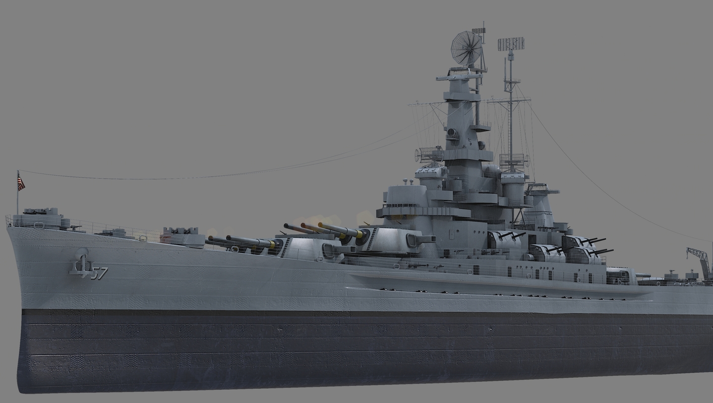 uss bb-57 south dakota 3d model