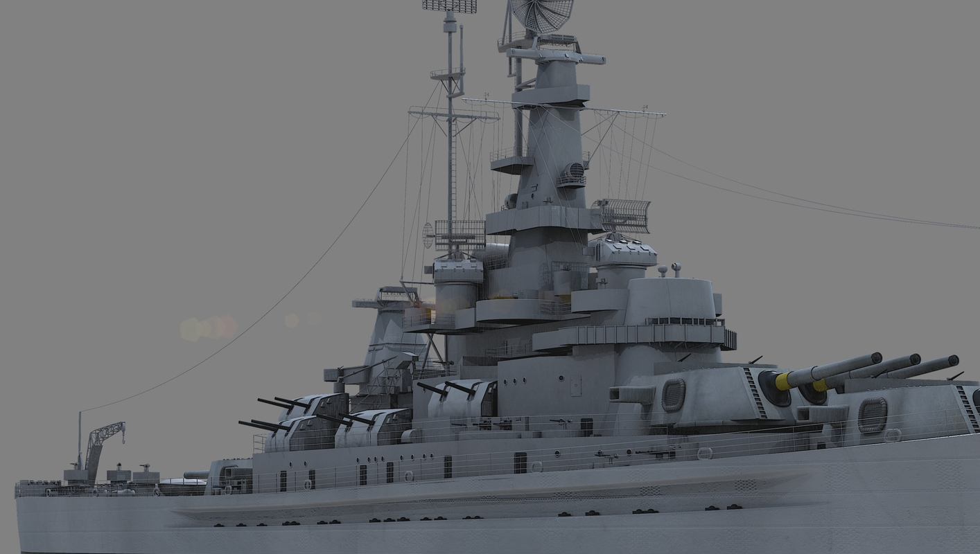 uss bb-57 south dakota 3d model