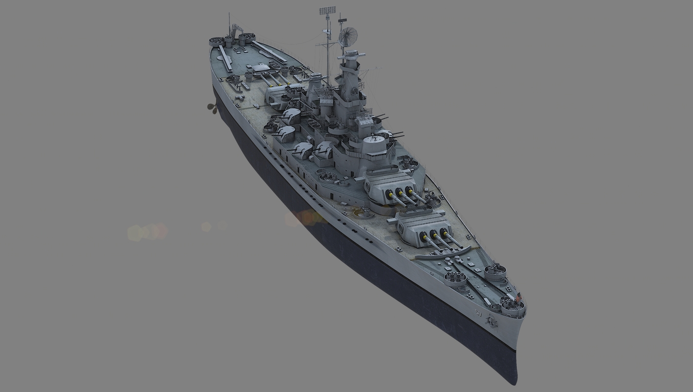 uss bb-57 south dakota 3d model