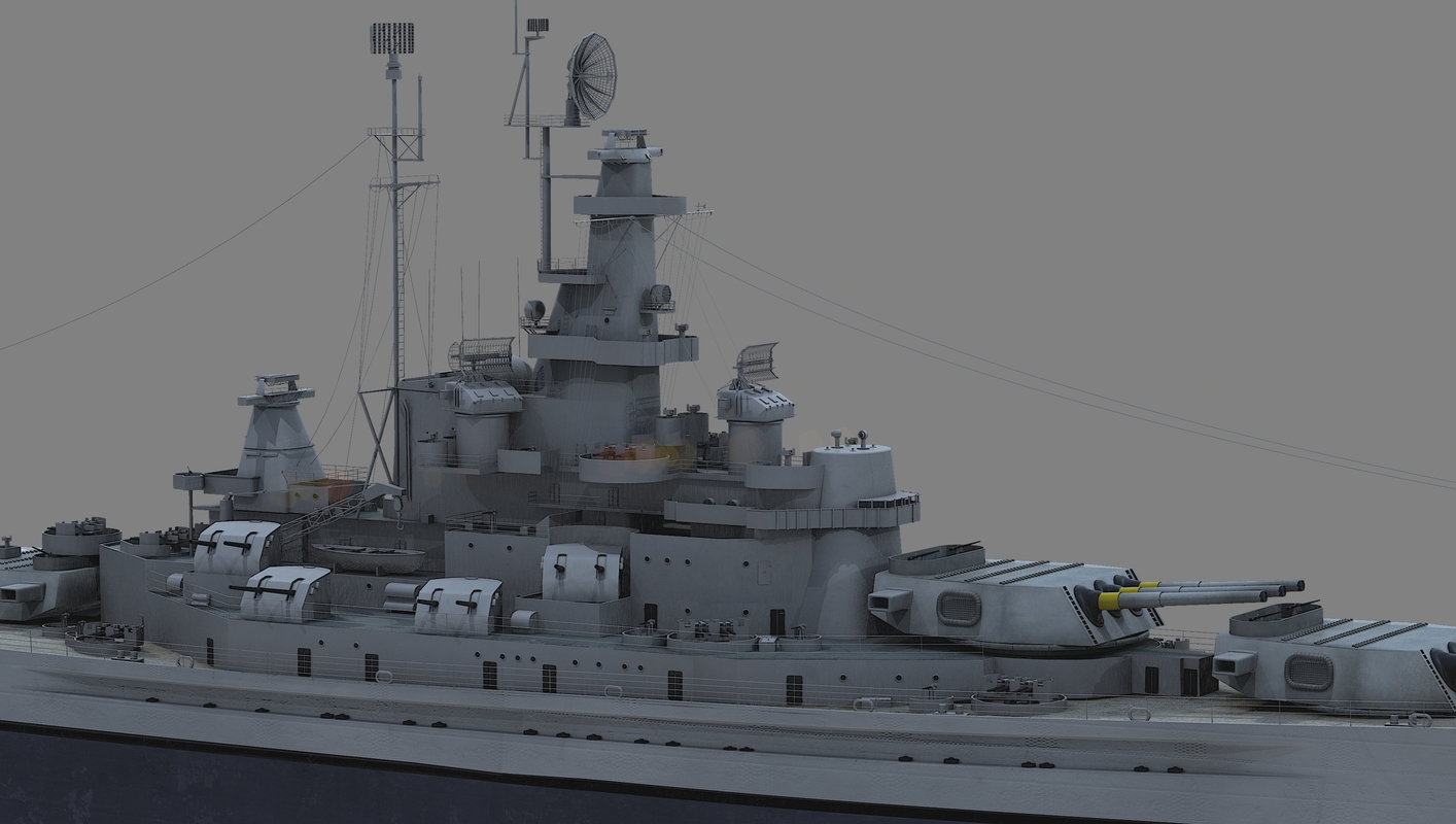 uss bb-57 south dakota 3d model