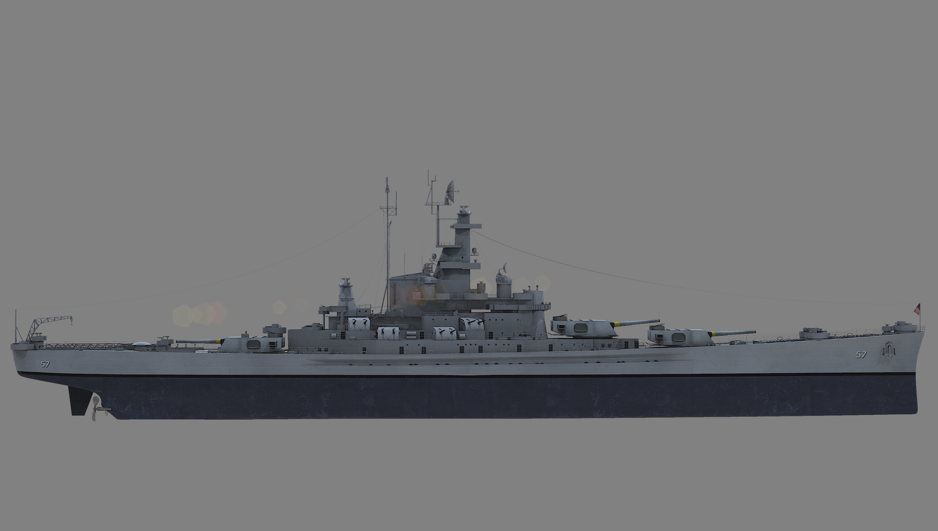 uss bb-57 south dakota 3d model