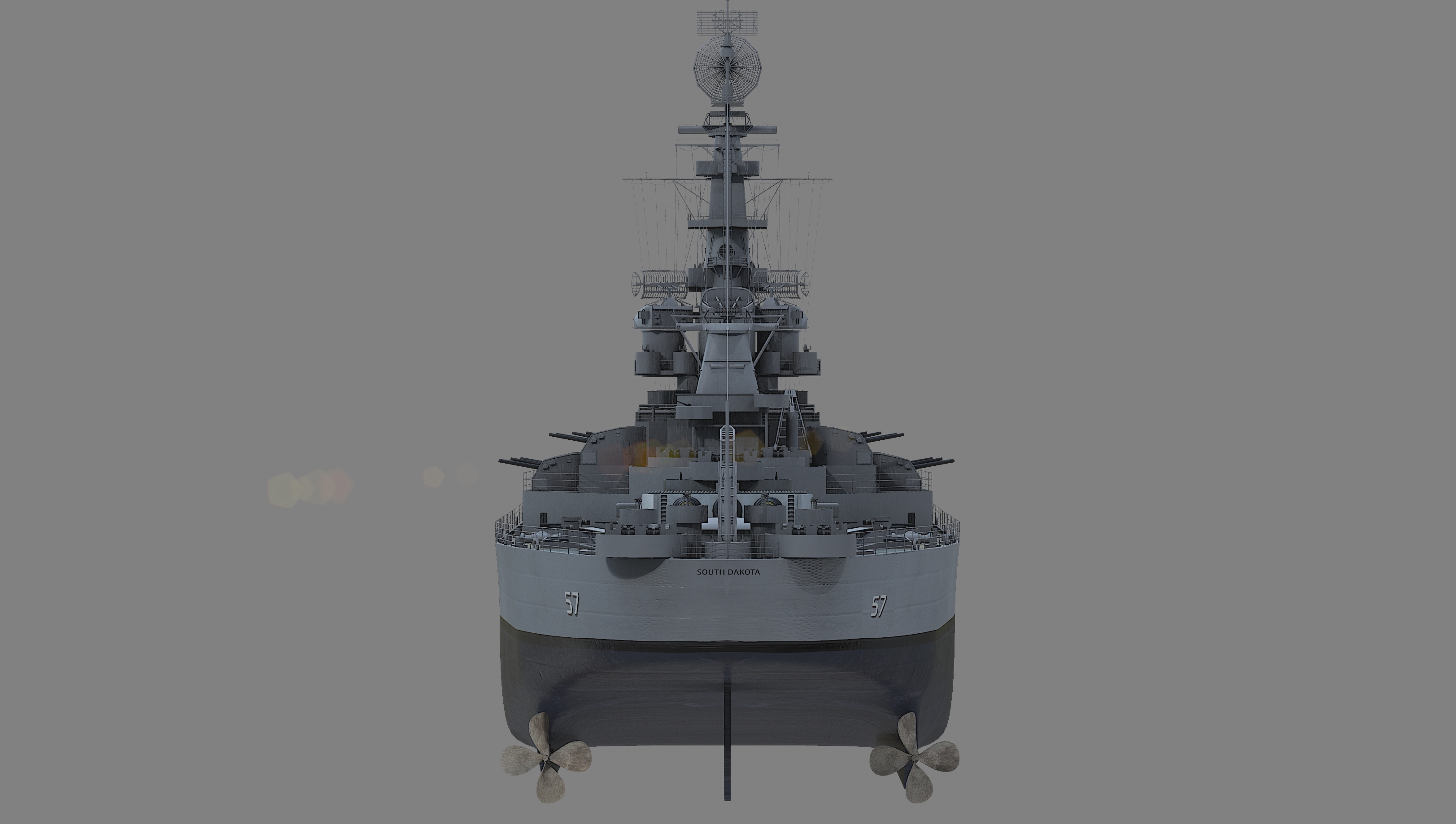 uss bb-57 south dakota 3d model