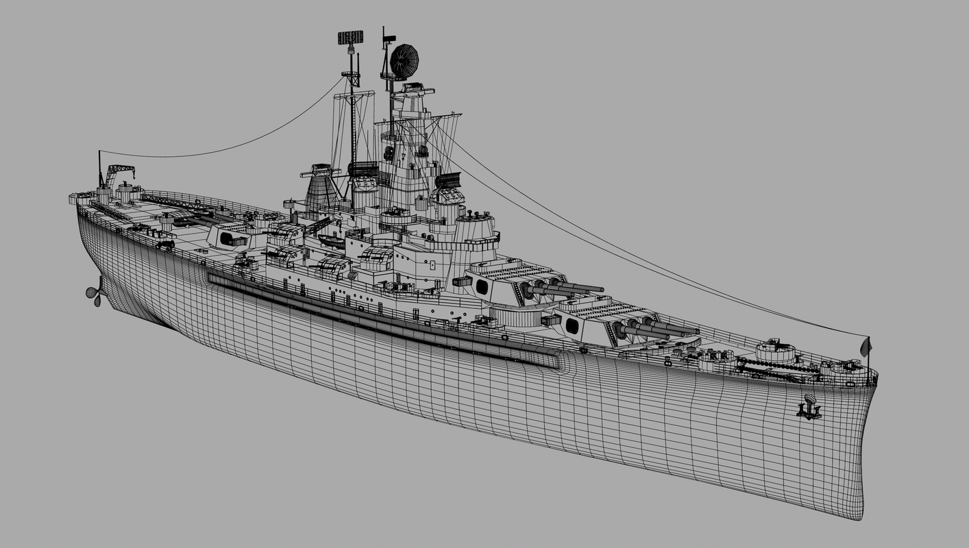 uss bb-57 south dakota 3d model