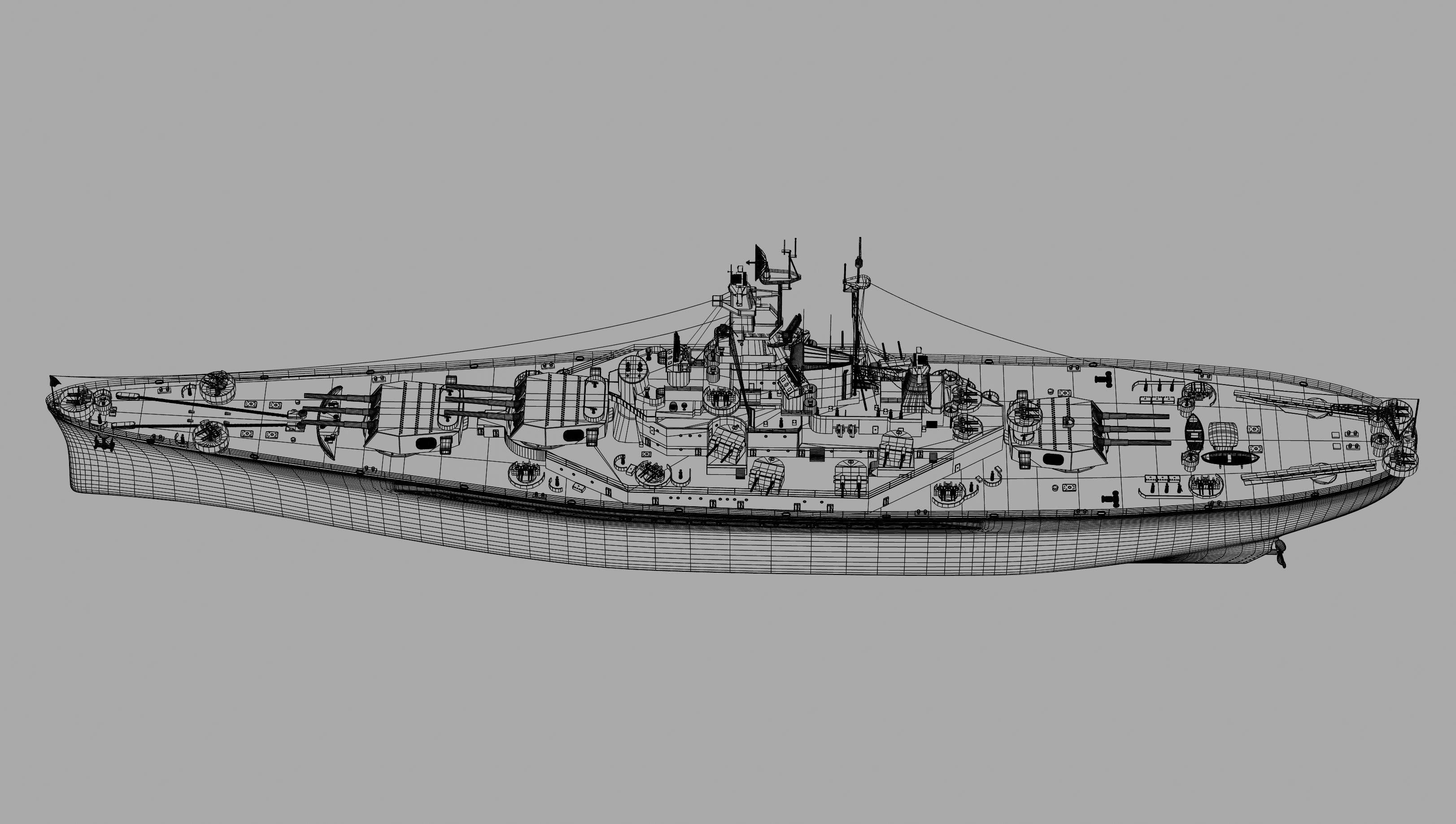 uss bb-57 south dakota 3d model