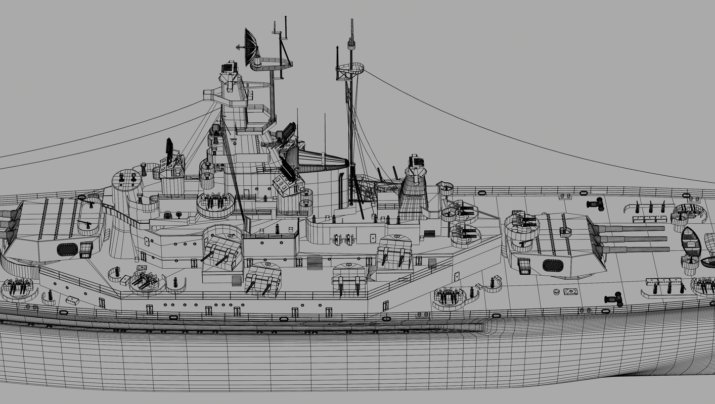 uss bb-57 south dakota 3d model