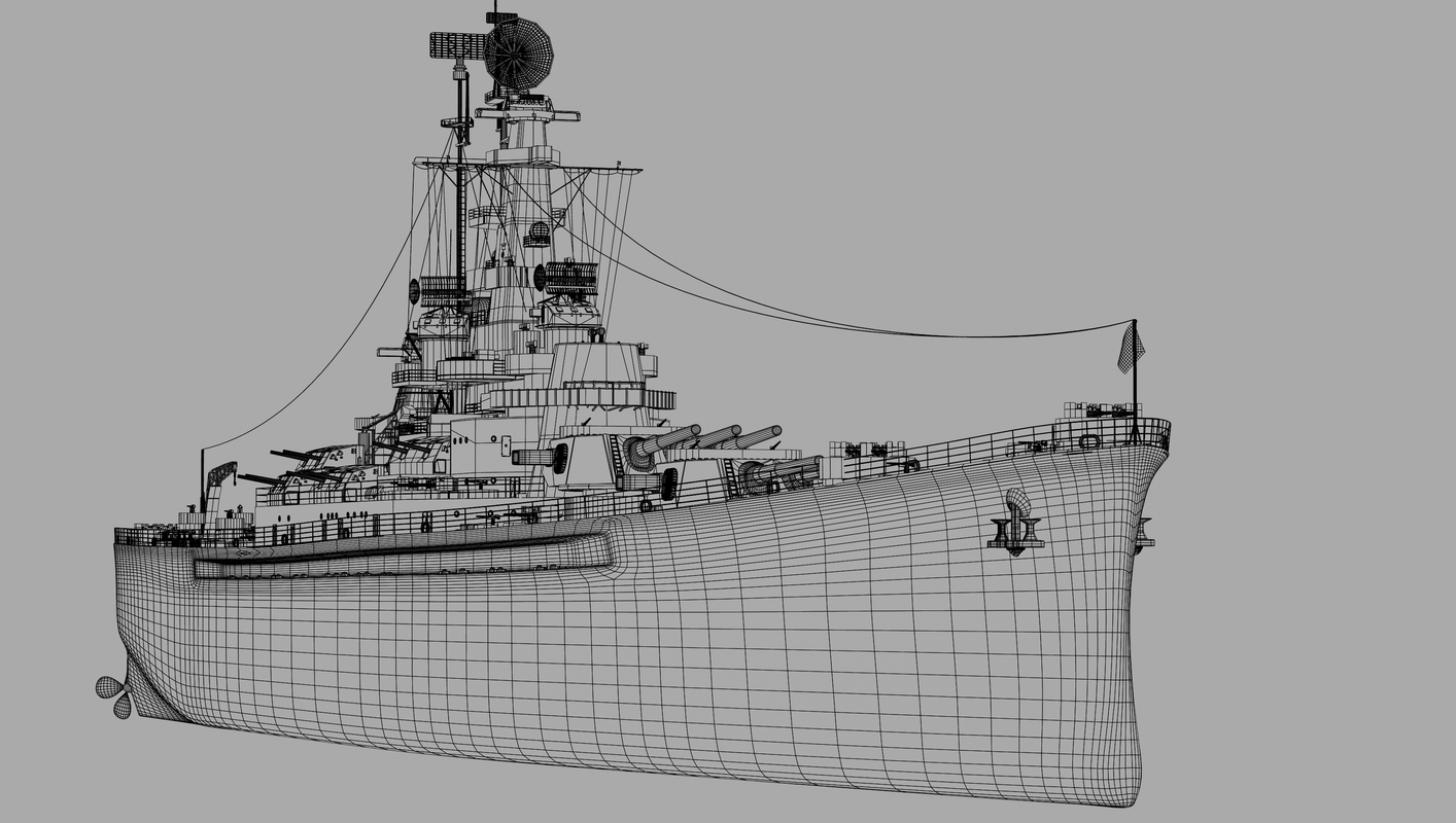 uss bb-57 south dakota 3d model