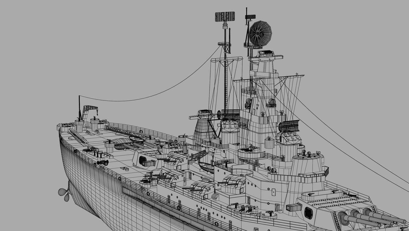 uss bb-57 south dakota 3d model