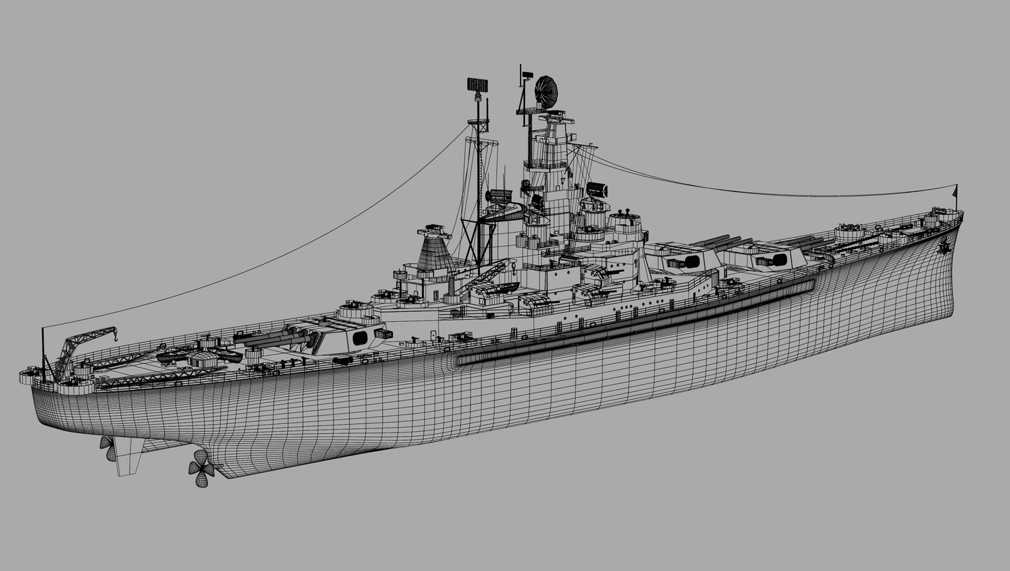 uss bb-57 south dakota 3d model