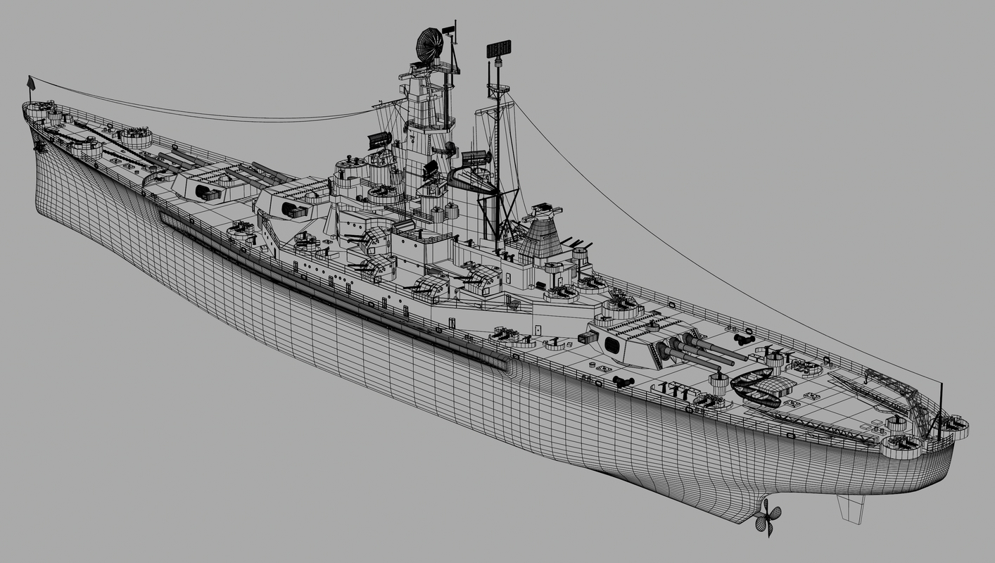uss bb-57 south dakota 3d model