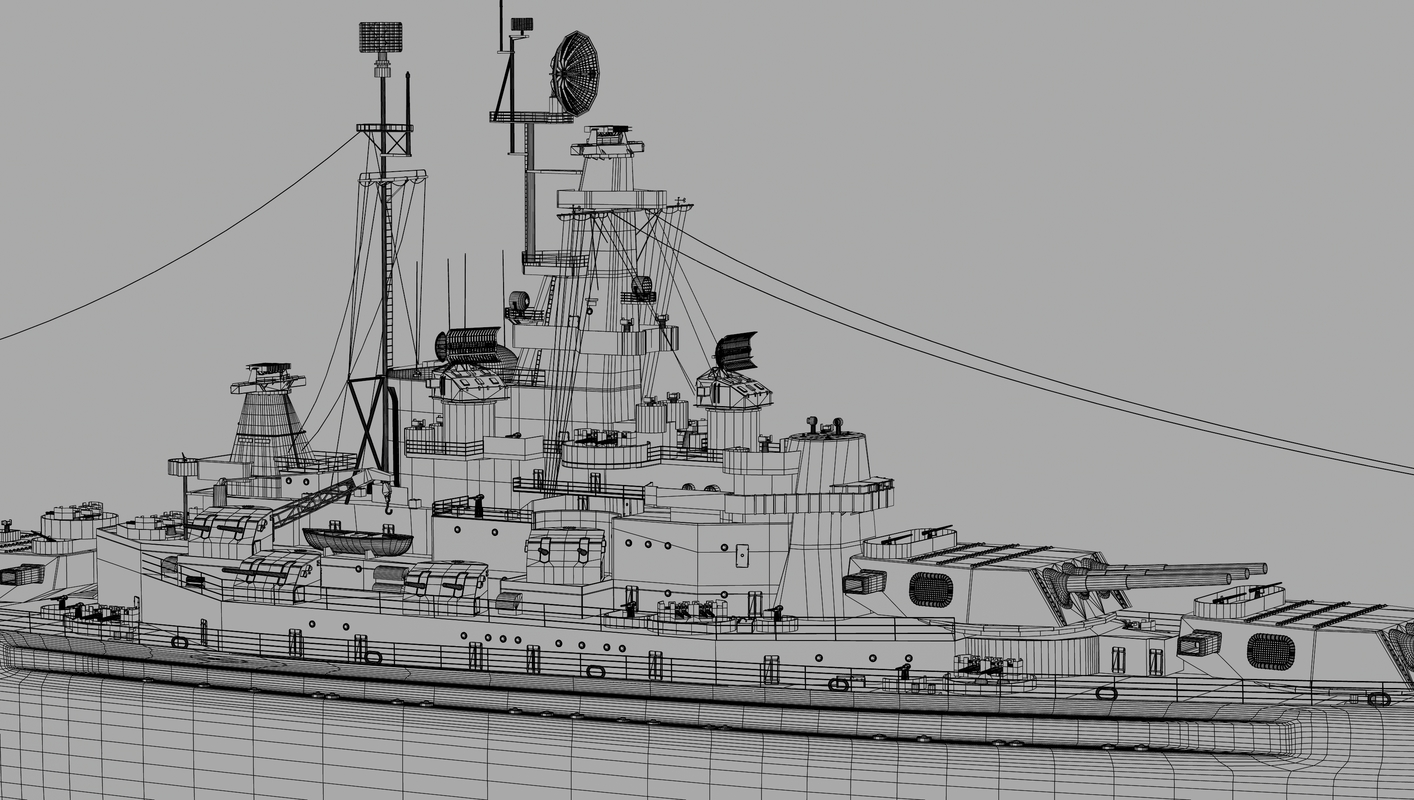 uss bb-57 south dakota 3d model